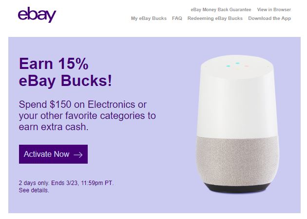 TWO BIG eBay Deals! 20% Off $25+ Orders Of Select eBay Deals & 15% eBay ...